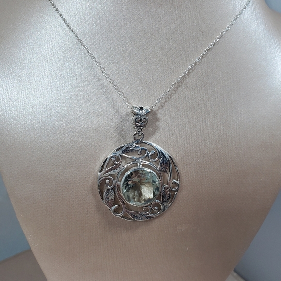Jewelry | 5 Ctw Rare Round Prasiolite Pendant Necklace | Poshmark